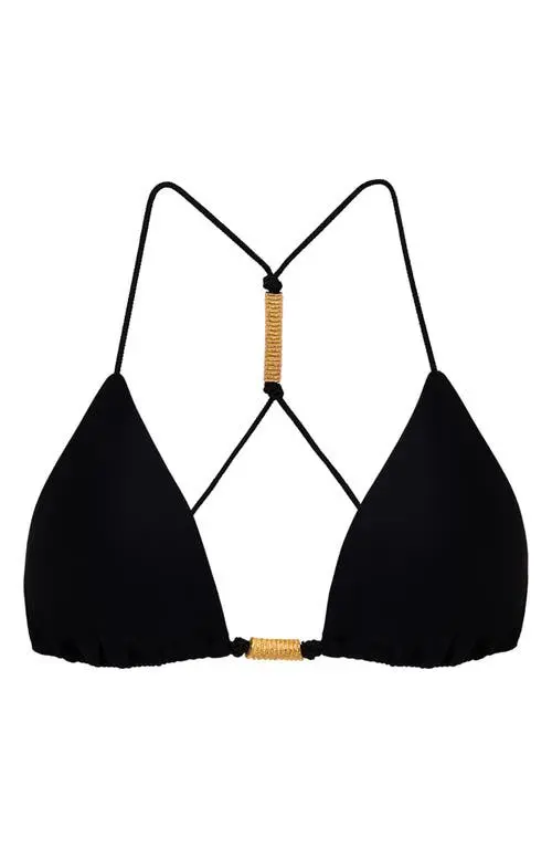 VIX PAULA HERMANNY Stacy T-back Beaded Triangle Bikini Top