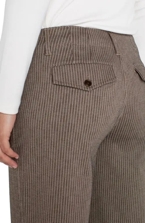LIVERPOOL Stripe Crop Wide Leg Trousers - Camel/sand Stripe