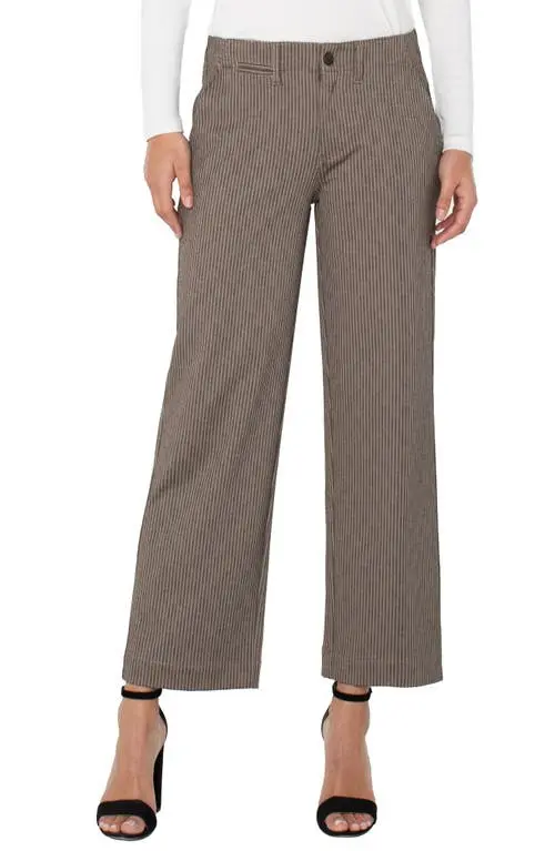 LIVERPOOL Stripe Crop Wide Leg Trousers - Camel/sand Stripe