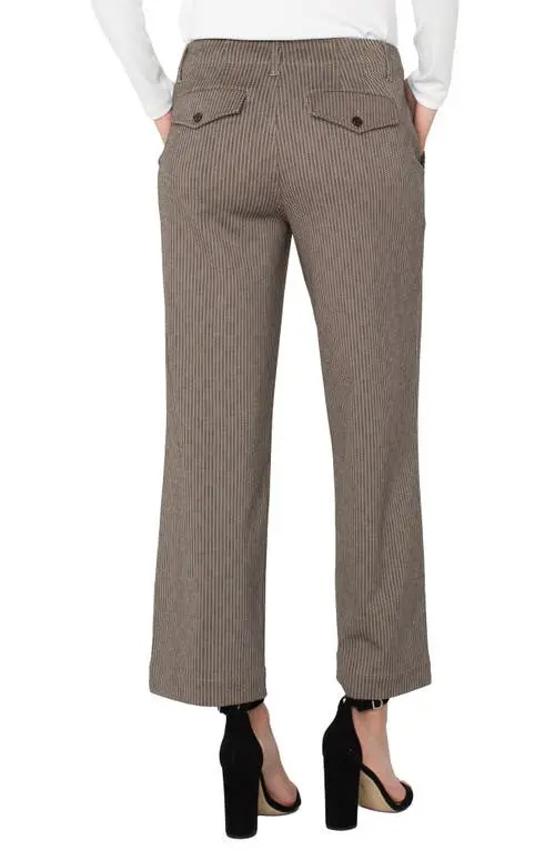 LIVERPOOL Stripe Crop Wide Leg Trousers - Camel/sand Stripe
