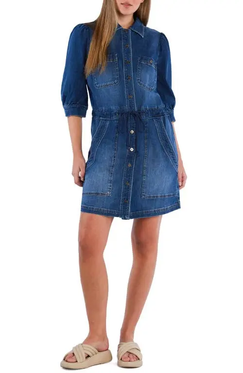 WASH LAB DENIM Utility Shirt Dress - Modern Blue