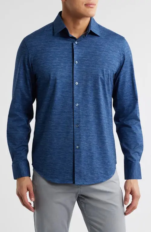 Bugatchi James Ooohcotton® Space Dye Button-up Shirt - Navy