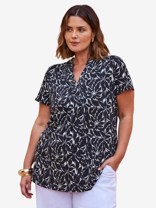 LIVE UNLIMITED Printed Nehru Collar Top