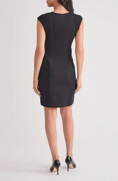 Misook Contrast Panel Ponte Sheath Dress