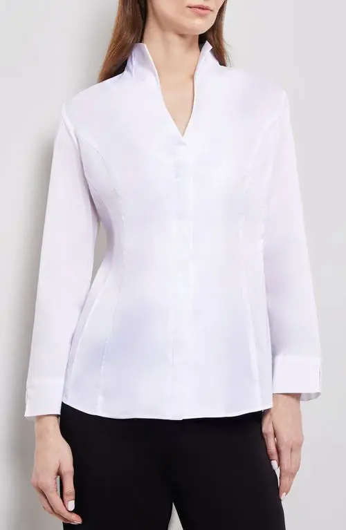 Misook Stand Collar Button-up Shirt