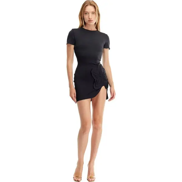 MOTHER OF ALL Carla Cut Out Flower Mini Dress - Black