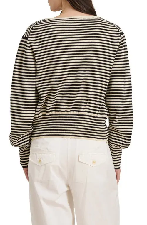 ALEX MILL Stripe Puff Sleeve Cardigan