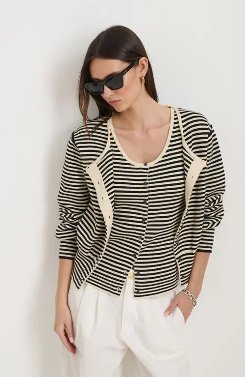 ALEX MILL Stripe Puff Sleeve Cardigan