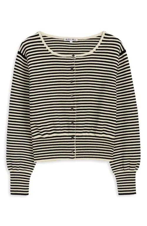 ALEX MILL Stripe Puff Sleeve Cardigan