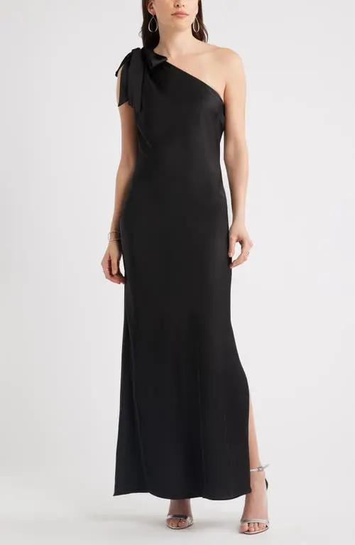Chelsea28 Bow One-shoulder Maxi Dress - Black