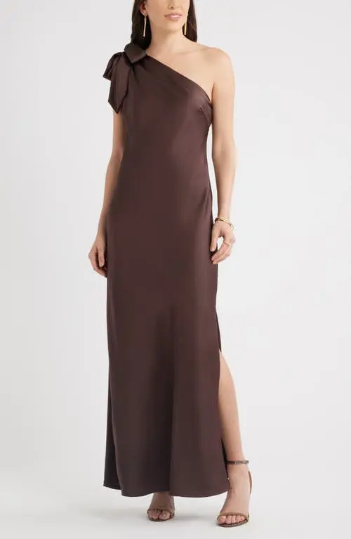 Chelsea28 Bow One-shoulder Maxi Dress - Brown