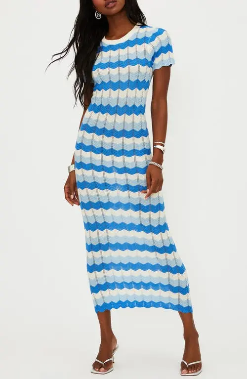 Beach Riot Emory Stripe Pointelle Knit Cover-up Maxi Dress - Coastal Waves