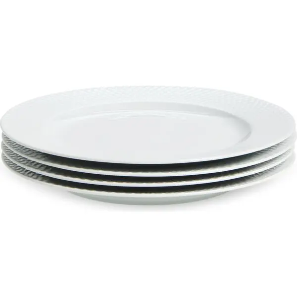 LYNGBY PORCELAEN Rhombe Set Of 4 Dinner Plates - White