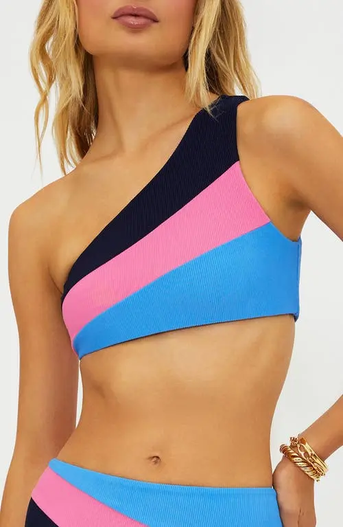 Beach Riot Nina Rib Colorblock One-shoulder Bikini Top - Paradise Harbor Colorblock