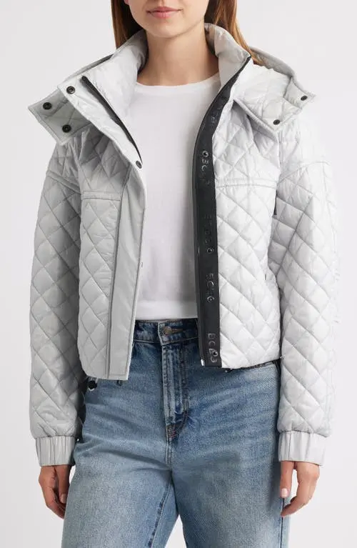Bcbgmaxazria Quilted Hooded Crop Jacket - Mist