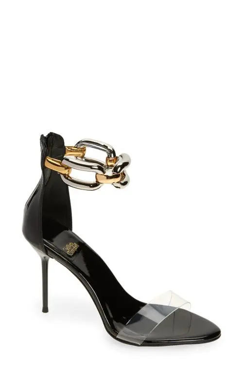 Jeffrey Campbell Chain-link Ankle Strap Sandals - Black Clear Multi