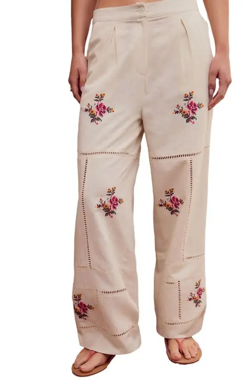 NEXT Floral Embroidered Wide Leg Trousers