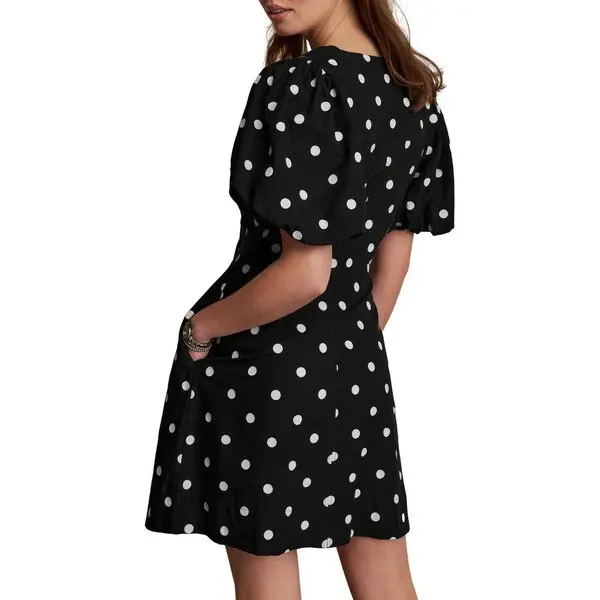 NEXT Puff Sleeve Polka Dot Dress