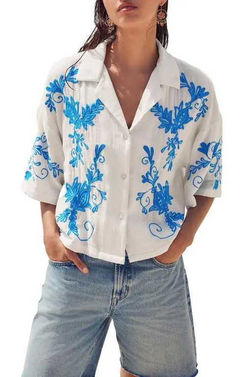 NEXT Embroidered Cotton Camp Shirt