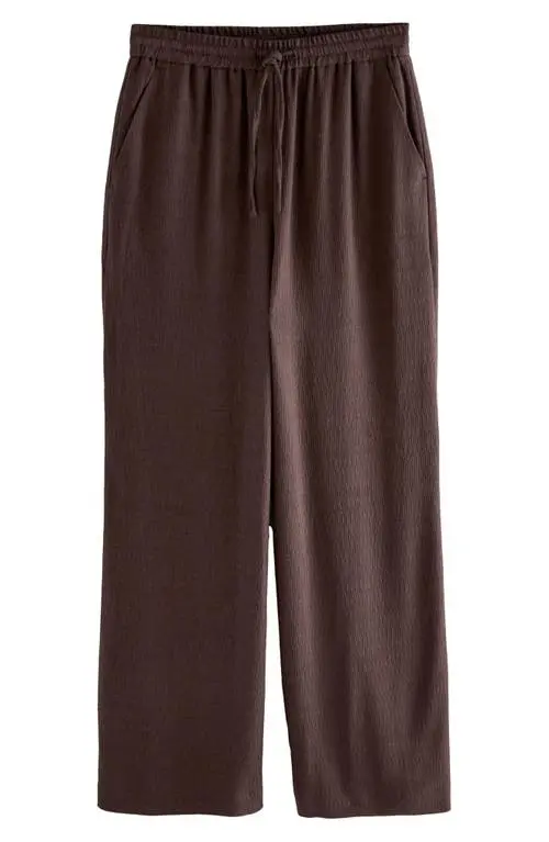 NEXT Crinkle Textured Wide Leg Pants - Brown