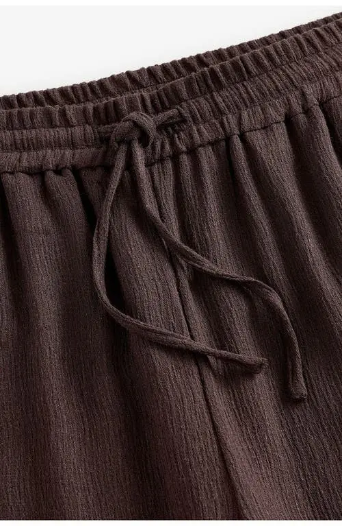 NEXT Crinkle Textured Wide Leg Pants - Brown