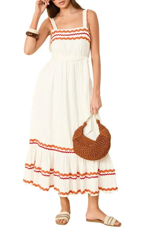 FRIENDS LIKE THESE Rickrack Trim Cotton Maxi Sundress