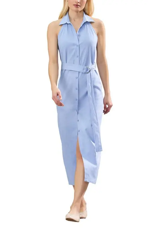 NEXT Belted Sleeveless Linen-blend Shirtdress