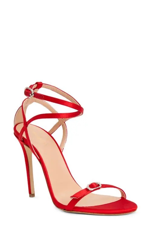 Bruno Magli Bruna Ankle Strap Sandal - Red Satin