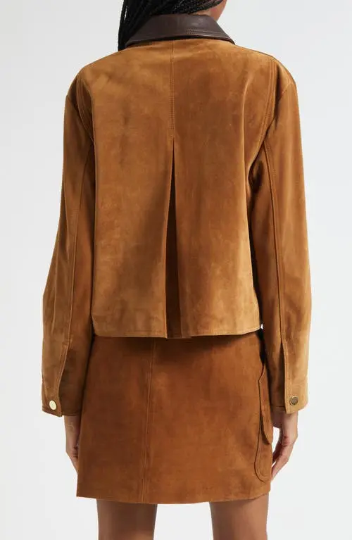 Veronica Beard Walters Crop Suede Barn Jacket - Whisky