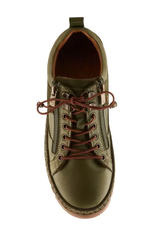 SPRING STEP SHOES Lauria Leather Sneakers - Olive Green