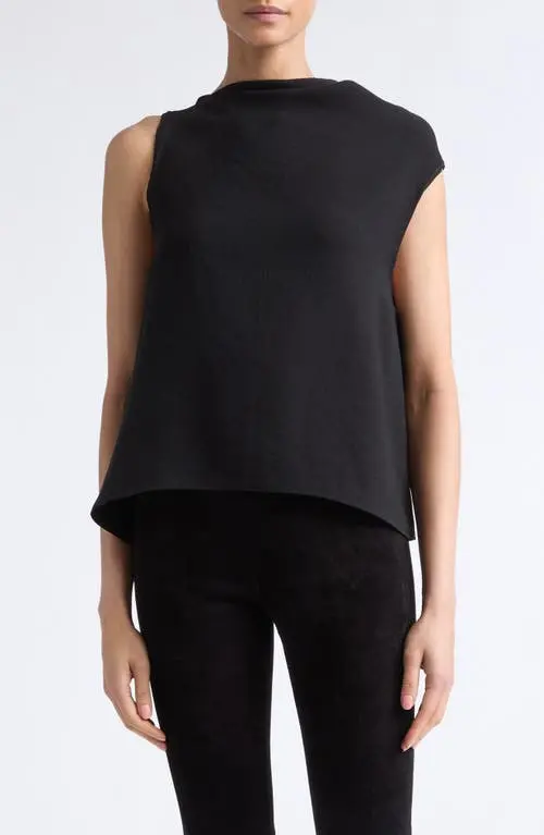 Vince Asymmetric Drape Sleeveless Top - Black
