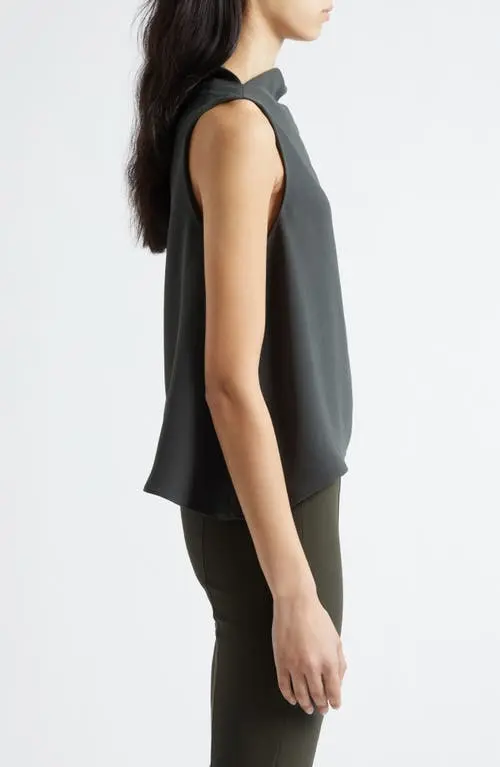 Vince Asymmetric Drape Sleeveless Top - Dark Thyme