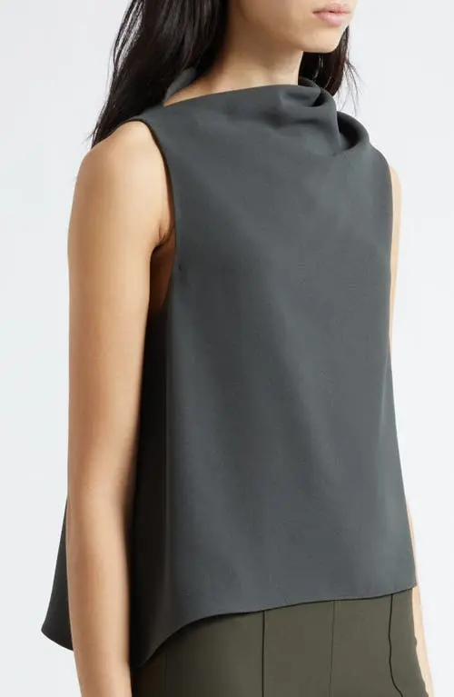 Vince Asymmetric Drape Sleeveless Top - Dark Thyme