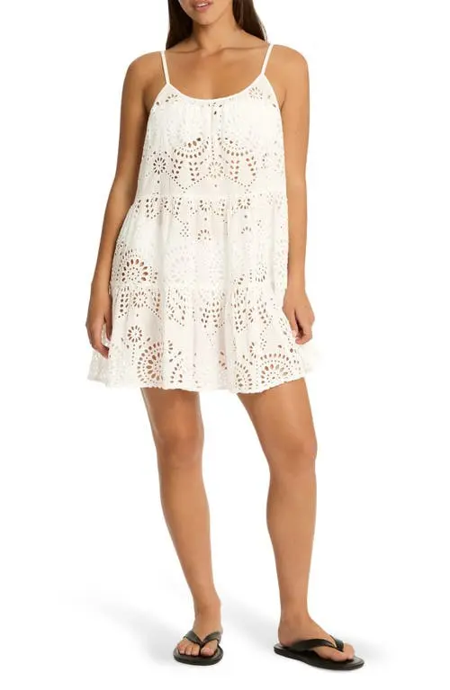 SEA LEVEL Ibiza Tie Back Cotton Eyelet Cover-up Sundress - White