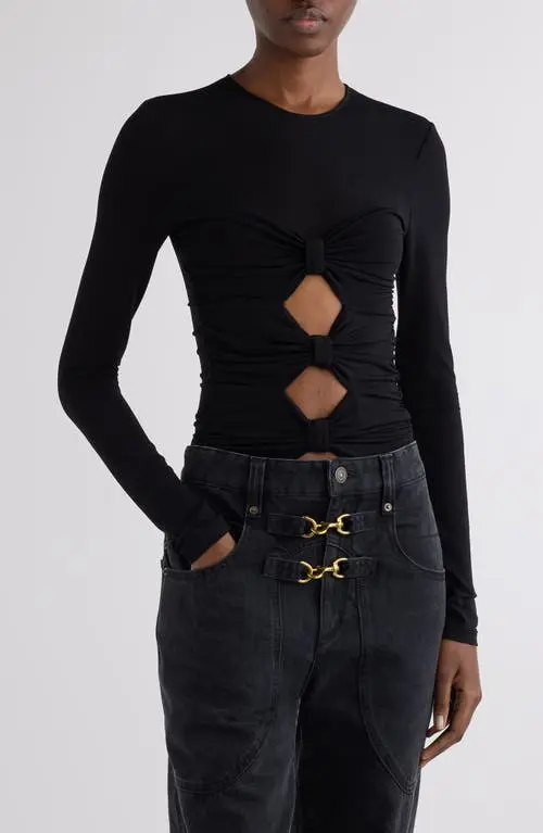 Isabel Marant Étoile Gladice Bow Cutout Long Sleeve Knit Top - Black