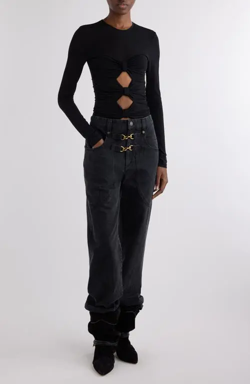 Isabel Marant Étoile Gladice Bow Cutout Long Sleeve Knit Top - Black