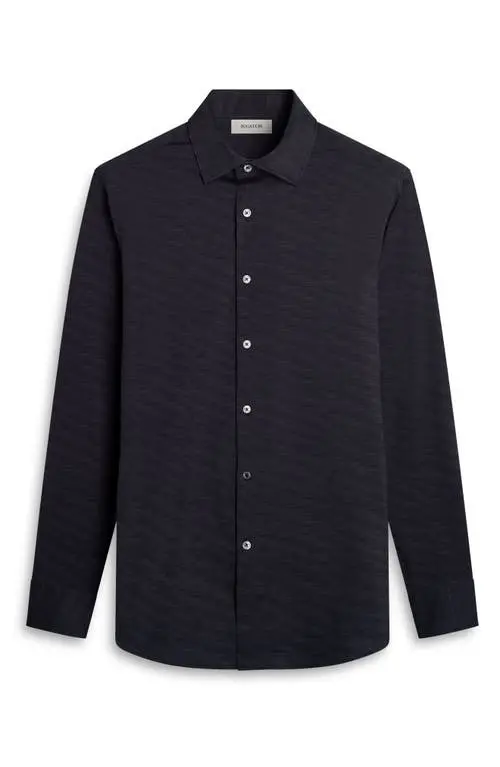 Bugatchi James Ooohcotton® Herringbone Button-up Shirt - Black