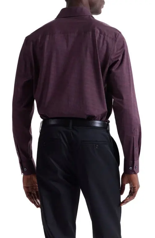 Bugatchi James Ooohcotton® Herringbone Button-up Shirt - Burgundy