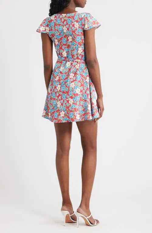 BELLA VENICE Floral Print Wrap Mini Dress