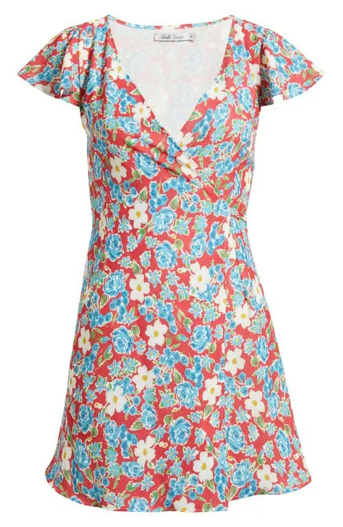 BELLA VENICE Floral Print Wrap Mini Dress