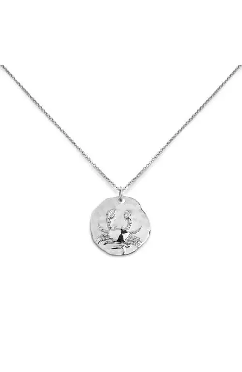 Monica Vinader Zodiac Charm Pendant Necklace - Silver Cancer