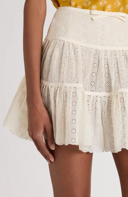 Valentino Garavani Tiered Daisy Eyelet Cotton Miniskirt