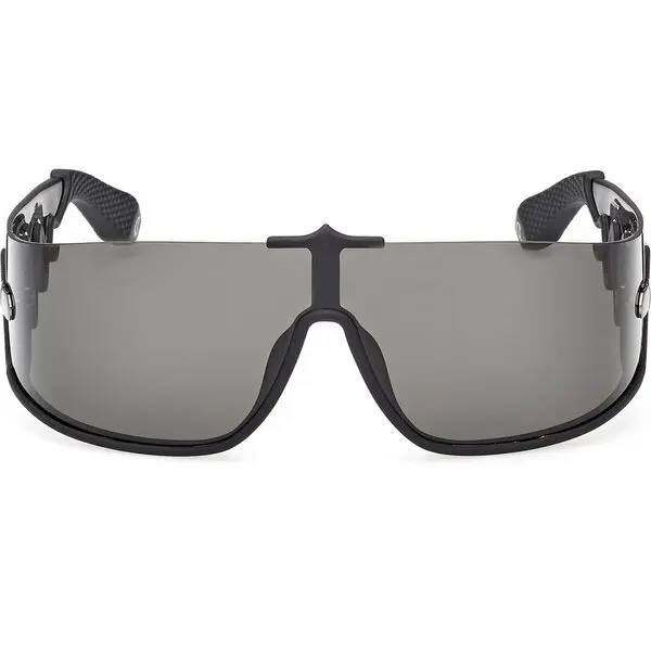CHRISTIAN LOUBOUTIN 141mm Loubishark Square Shield Sunglasses - Black/smoke Grey