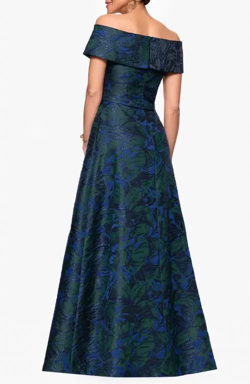 XSCAPE EVENINGS Off-the-shoulder Brocade Ballgown