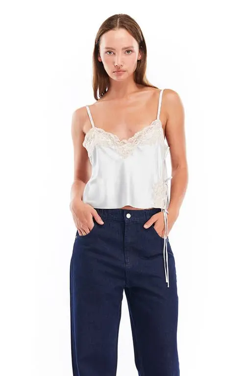 MOTHER OF ALL Mabel Lace Trim Silk Camisole - Cream