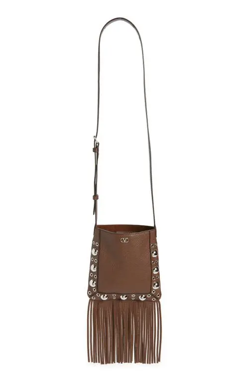 Valentino Garavani Small Nellcôte Leather Crossbody Bag - Medium Brown