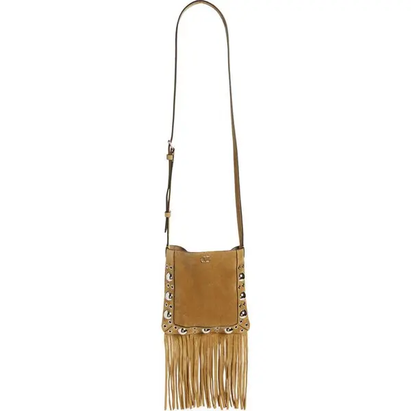Valentino Garavani Nellcôte Fringed Studded Crossbody Bag - Beige