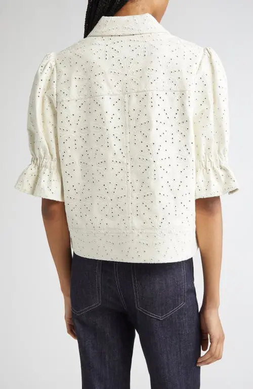 Cinq À Sept Holly Embroidered Faux Leather Jacket - Ivory
