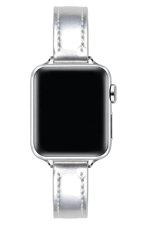 POSH TECH Carmen Metallic Leather Apple Watch® Band - Silver