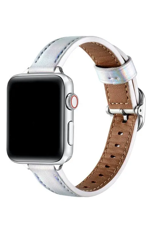 POSH TECH Carmen Metallic Leather Apple Watch® Band - Silver